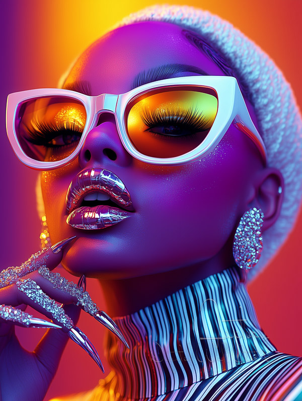 ️ Neon Diva in Futuristic Glow | Digital Wall Art - Digital Wall Art ...